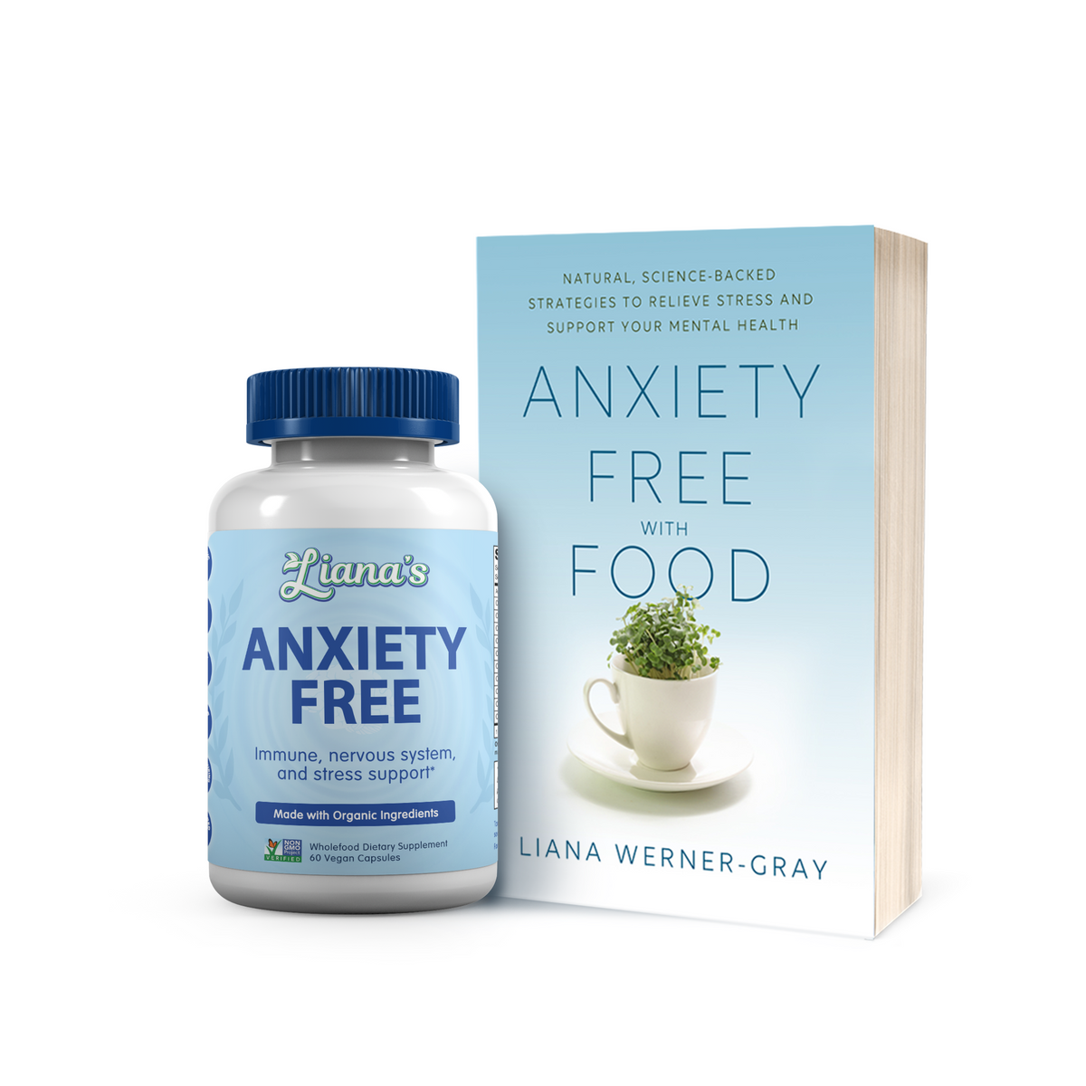 Anxiety-Free with Food book + Supplement Bundle | Liana's Organics
